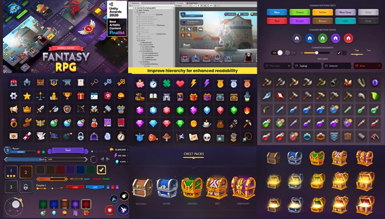 Unity3D GUI PRO Kit - Fantasy RPG 幻想界面UI图标
