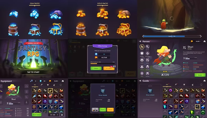 Unity3D GUI PRO Kit - Fantasy RPG 幻想界面UI图标