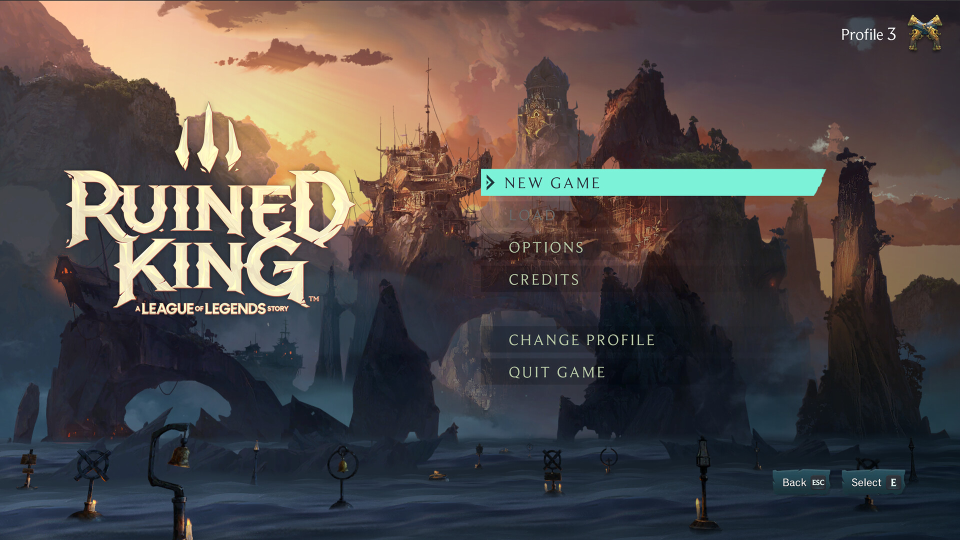 Ruined King - Menu Art & UX Design